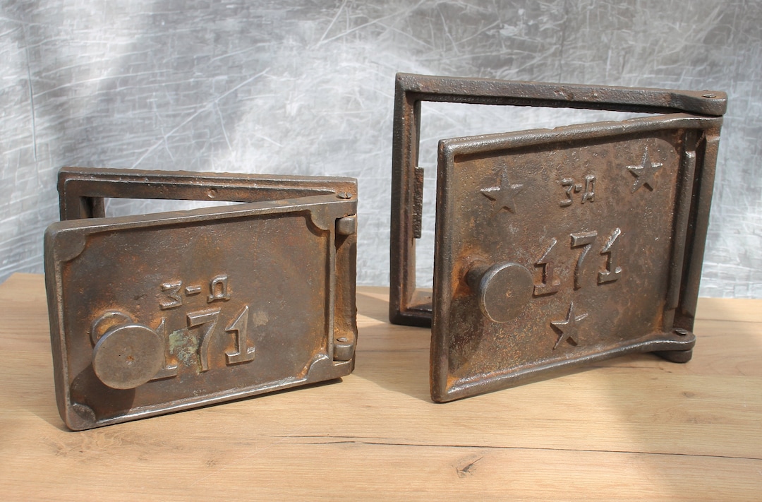 Set of 2 Antique Cast Iron Oven Doors, Rustic USSR Metal Decor - Etsy