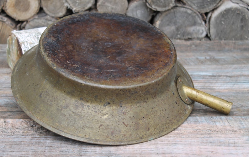 Antique Copper Basin Brass Pan Bowl With Handle Old Metal - Etsy