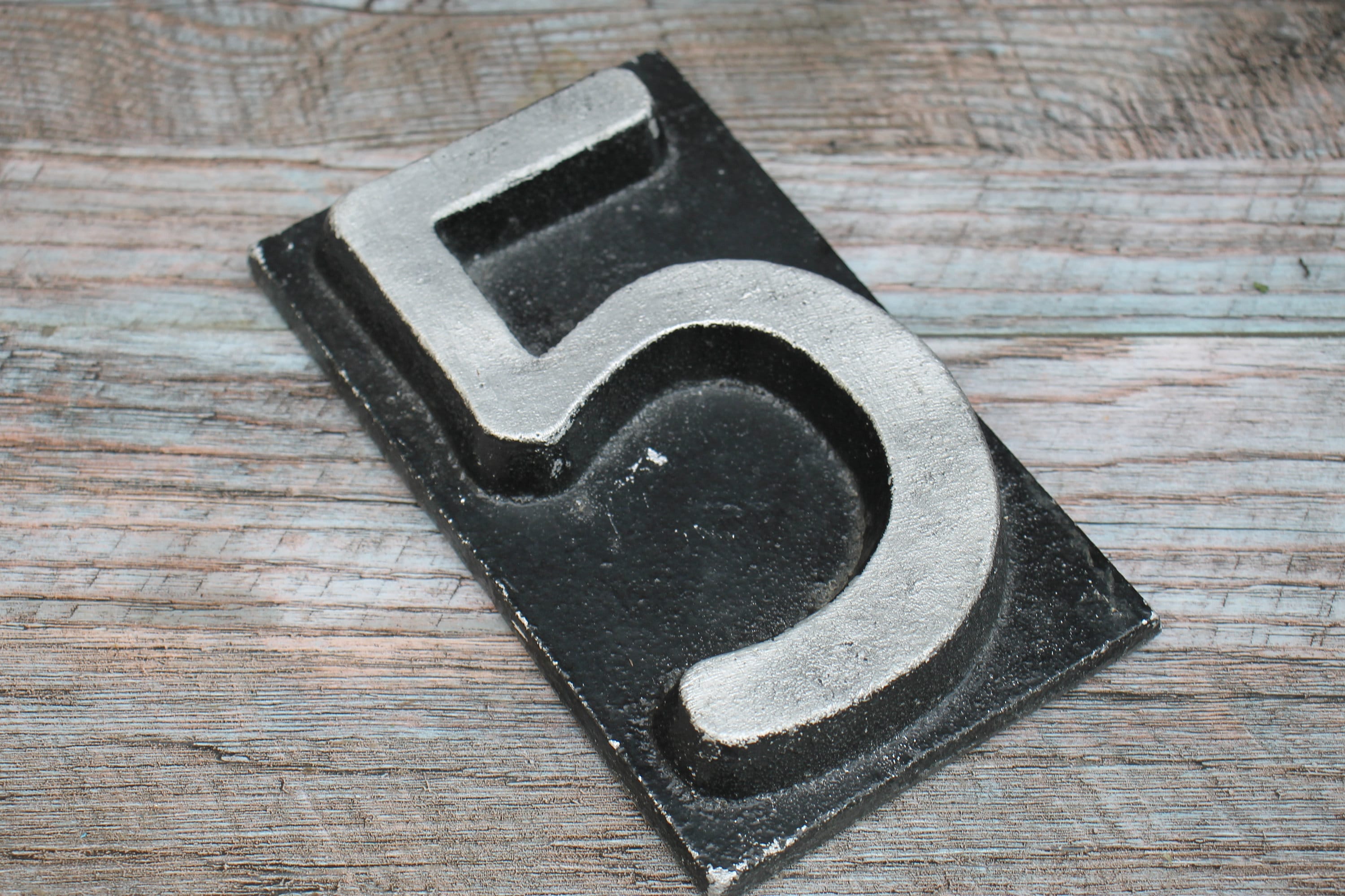 Vintage House numbers 5 black house number plaque house | Etsy