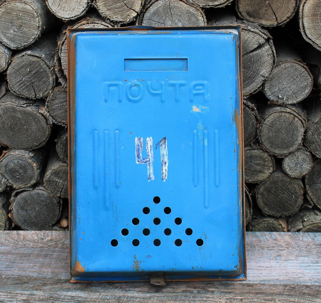 Wall Mount Mailbox, Briefkasten Vintage, Blue Antique Mail Box, Retro ...