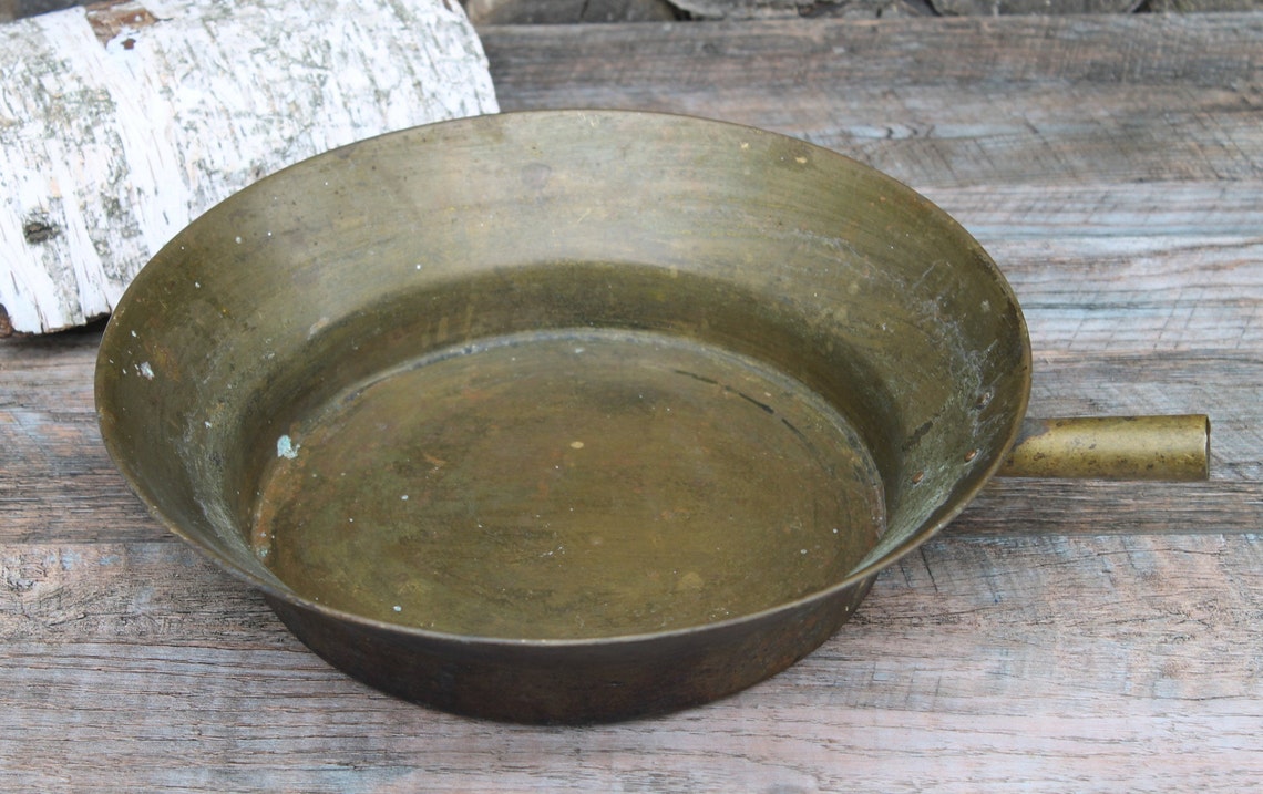Antique Copper Basin Brass Pan Bowl With Handle Old Metal | Etsy