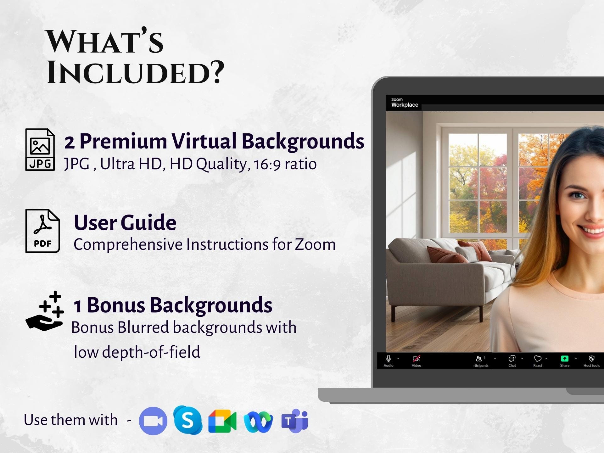 Zoom Background Autumn Window Home Officer Virtual Background Realistic ...