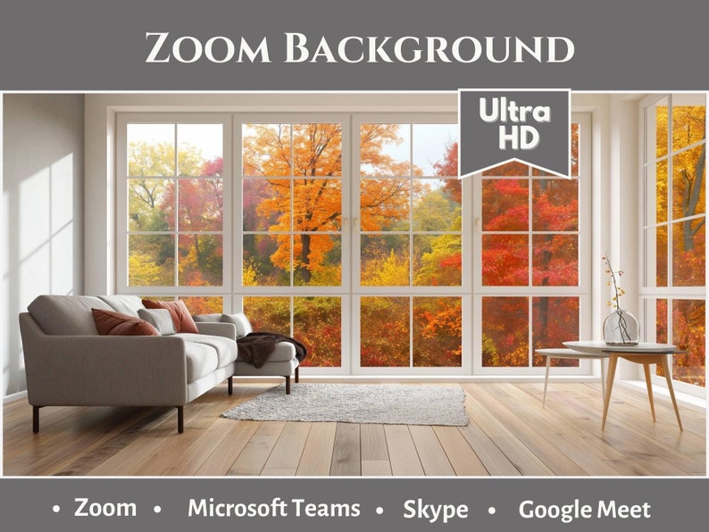 Zoom Background Autumn Window Home Officer Virtual Background Realistic ...