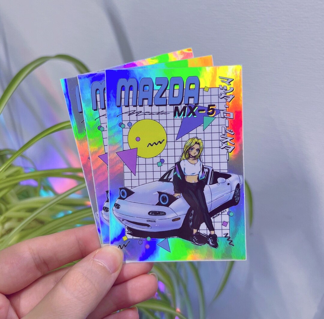 Miata Holographic Sticker BIG 10 Cm - Etsy