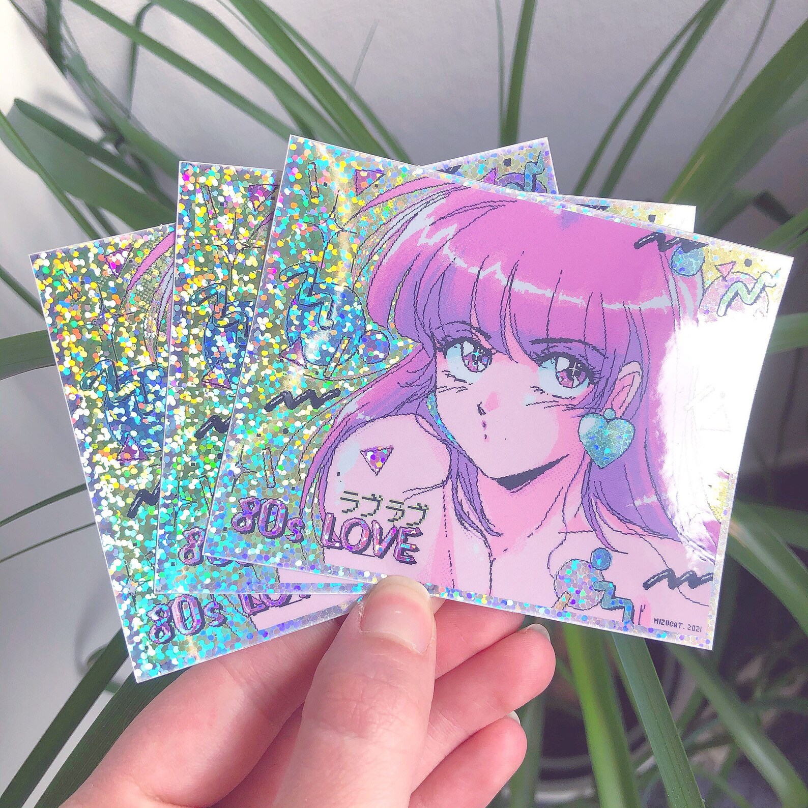 80s Love Holographic Glitter Sticker BIG 10cm - Etsy