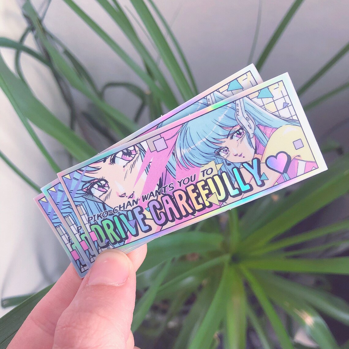 Piko-chan Car Slap Holographic Glitter Sticker Different Sizes - Etsy