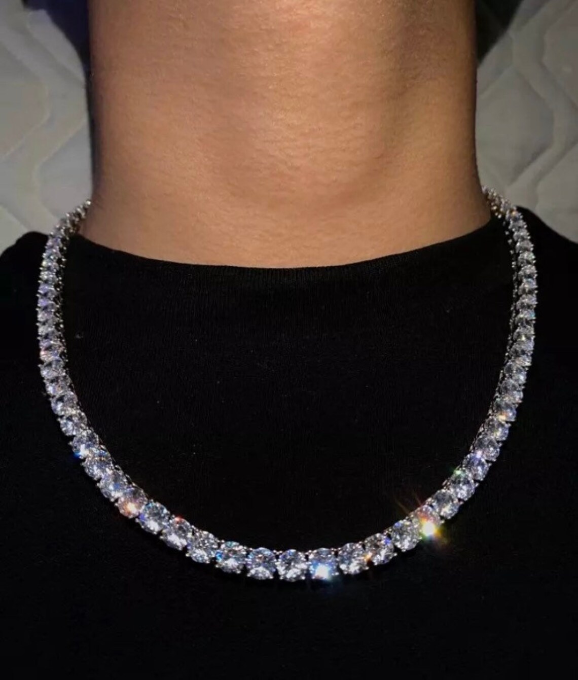 Men Tennis Necklace 5mm Czrhinestone Tennis Necklace bling | Etsy