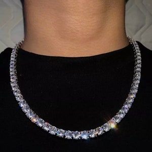 Men Tennis Necklace 5mm Czrhinestone Tennis Necklace bling - Etsy