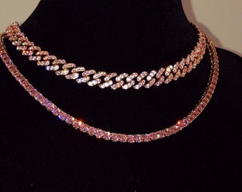 Pink Cuban Link Chain - Etsy