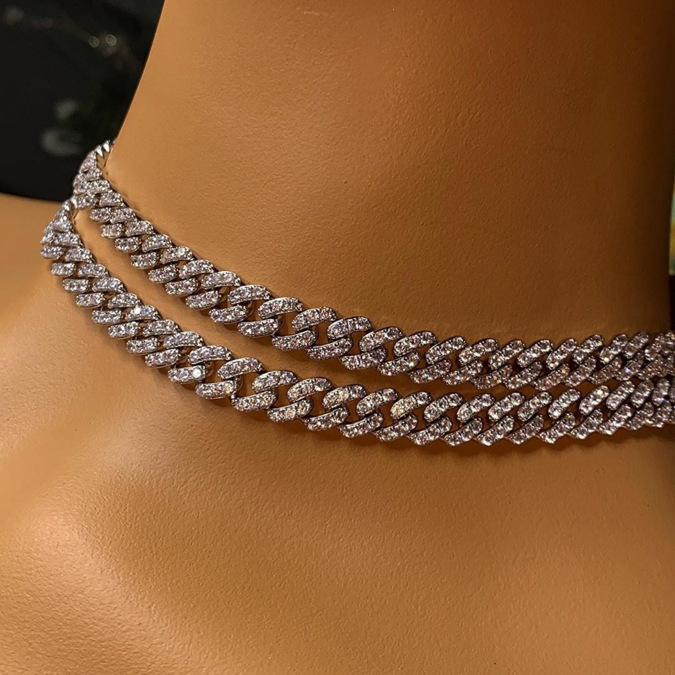 2 Piece SET Mini Pink and Rosegold Miami Cuban Link Chain - Etsy