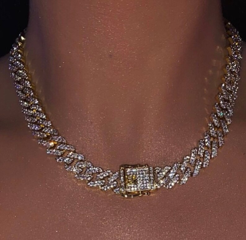 Silver Cuban Link Chain Necklace Blinged Iced Cuban Necklace - Etsy