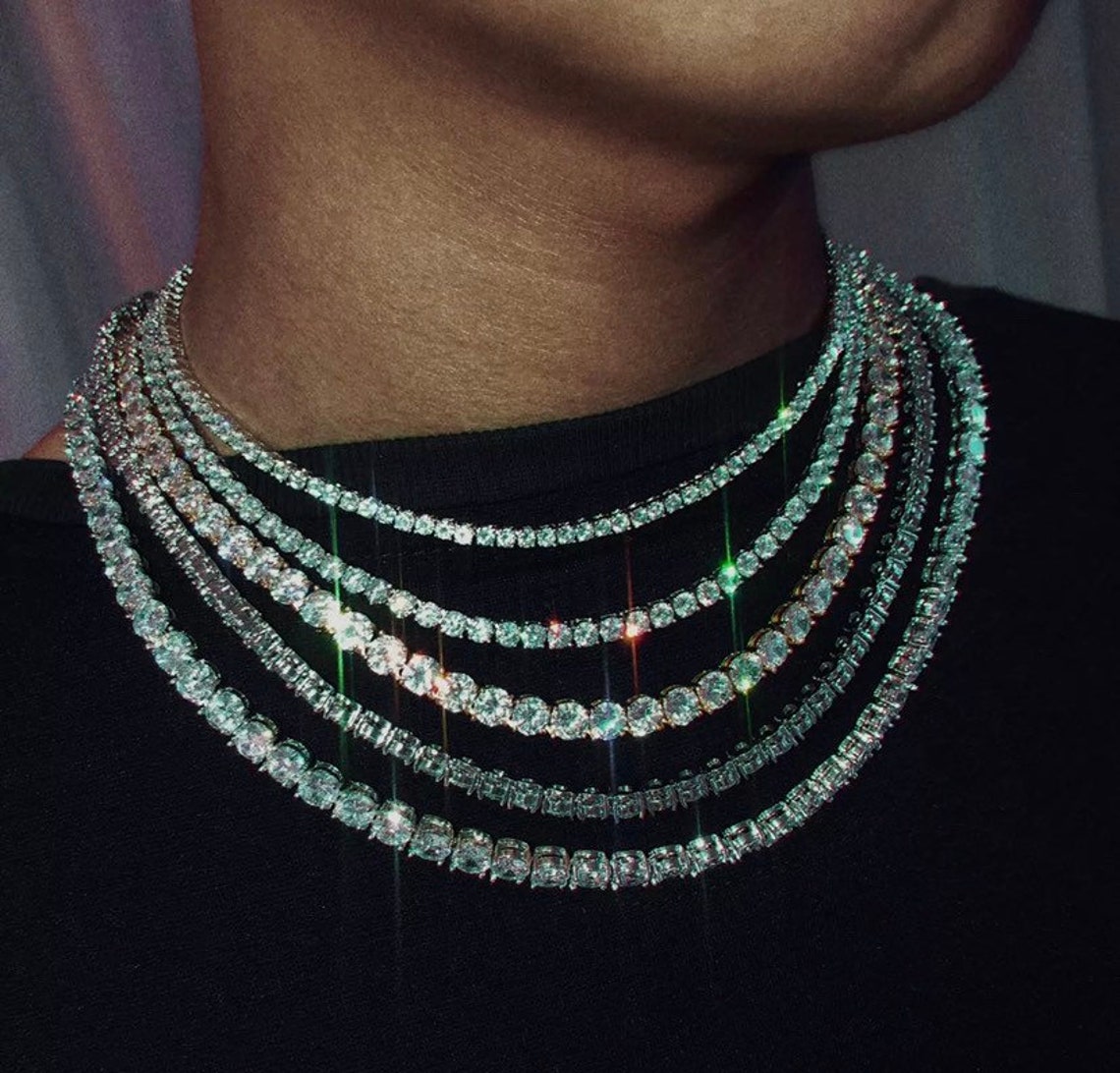 Men Tennis Necklace 5mm Czrhinestone Tennis Necklace bling | Etsy