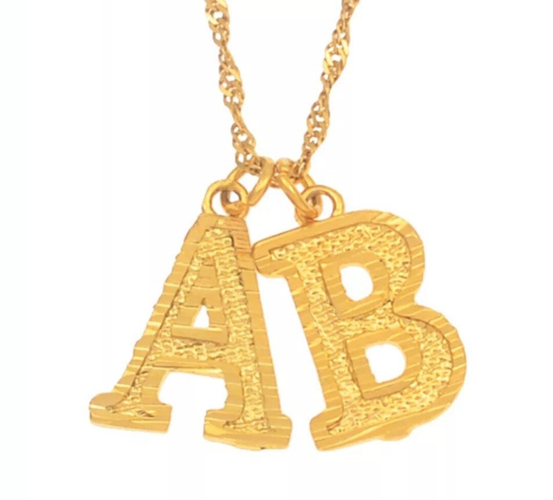 SALE 18k Gold Plated ,2 Initial Necklace ,alphabet Necklace , Custom ...