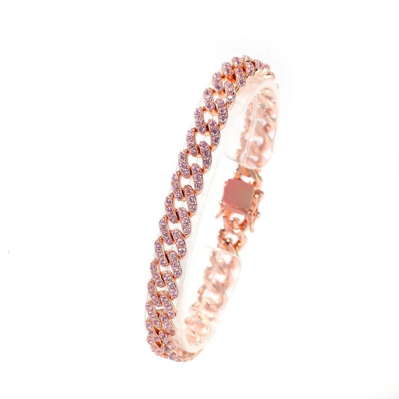 Pink Cuban Bracelet Cuban Bracelet Gift for Mom Gift for | Etsy