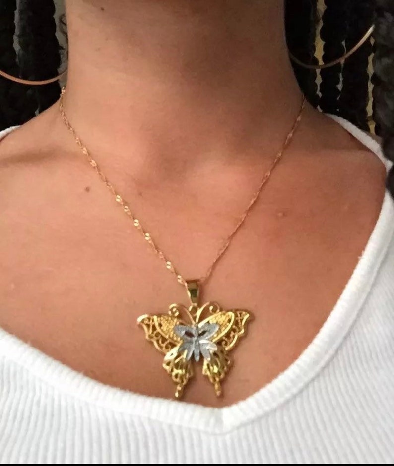 Butterfly Necklace 18k gold plated two tone butterfly | Etsy