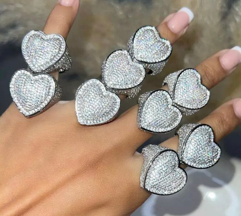Heart Ring heart CZ Ring Luxury Ring Full Cubic Zircon - Etsy