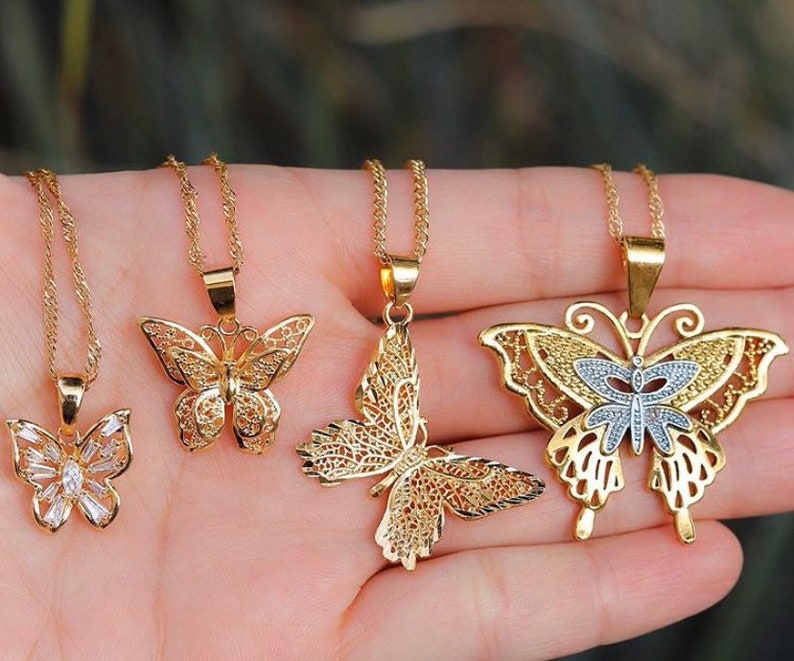 Butterfly necklace 18k gold plated butterfly necklace | Etsy
