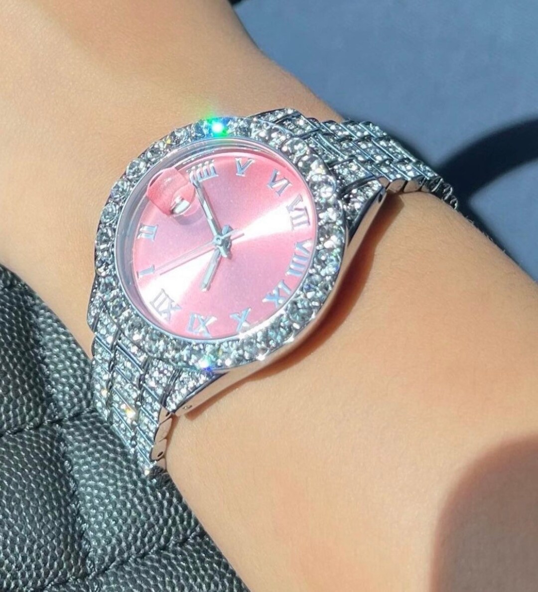 Iced Out Watch , Pink Rhinestone Watch , Bling Out Watch - Etsy