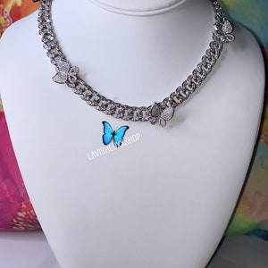 Butterfly Cuban Choker Chain Necklace Blinged Iced Cuban - Etsy
