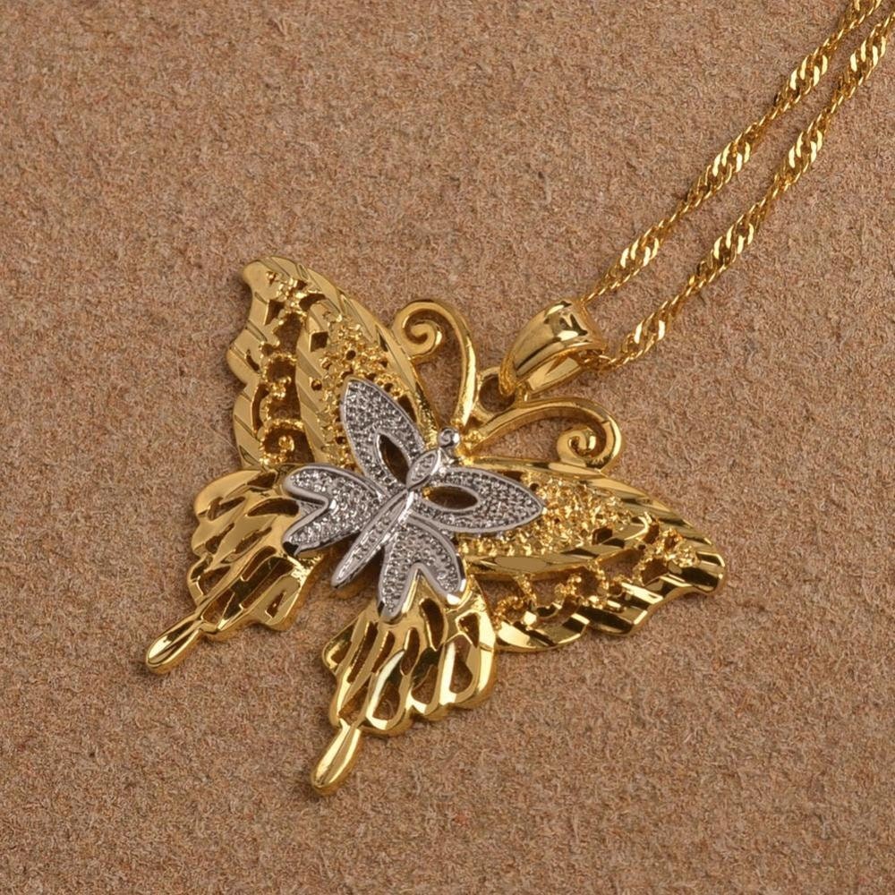Butterfly Necklace 18k gold plated two tone butterfly | Etsy