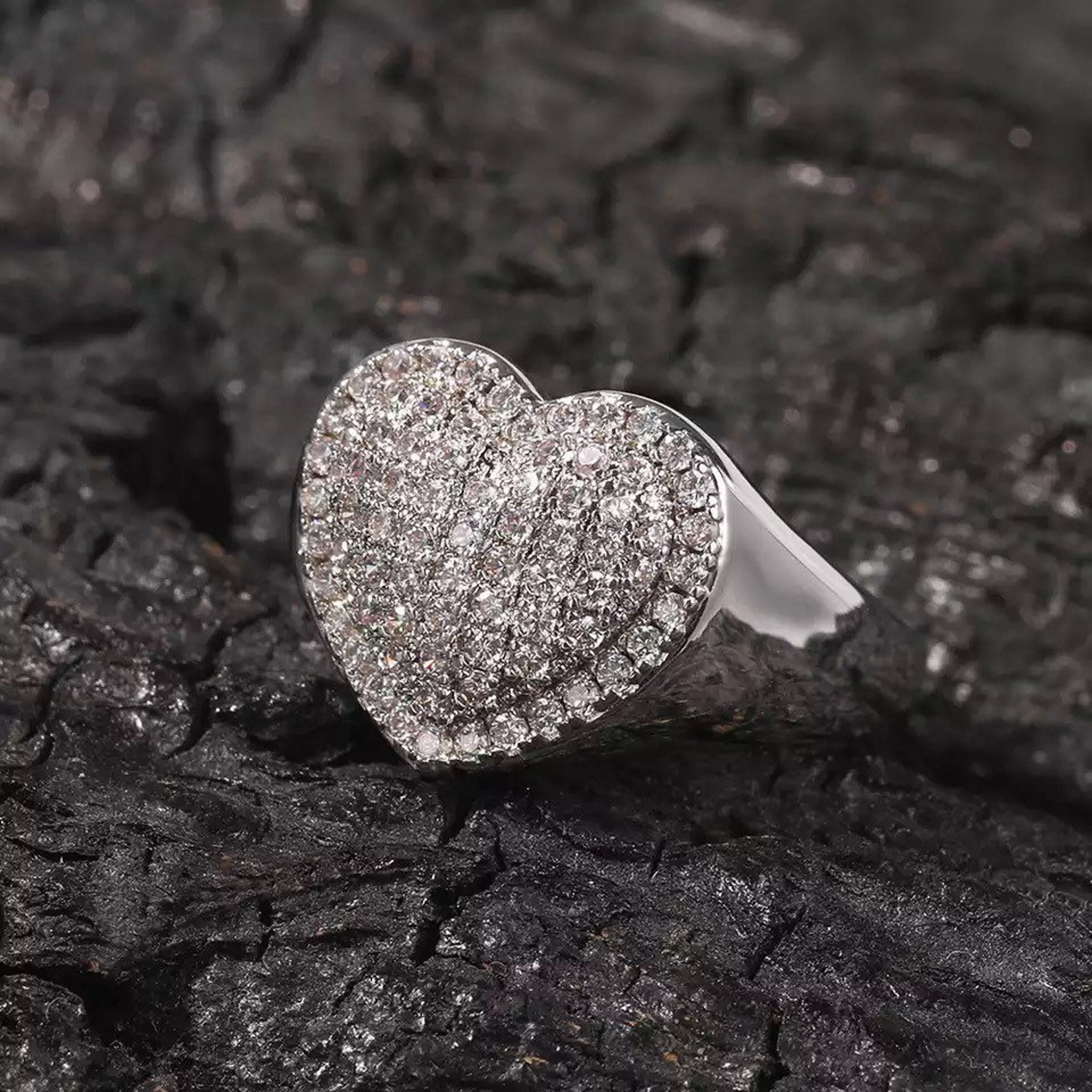 Heart Ring heart CZ Ring Luxury Ring Full Cubic Zircon - Etsy