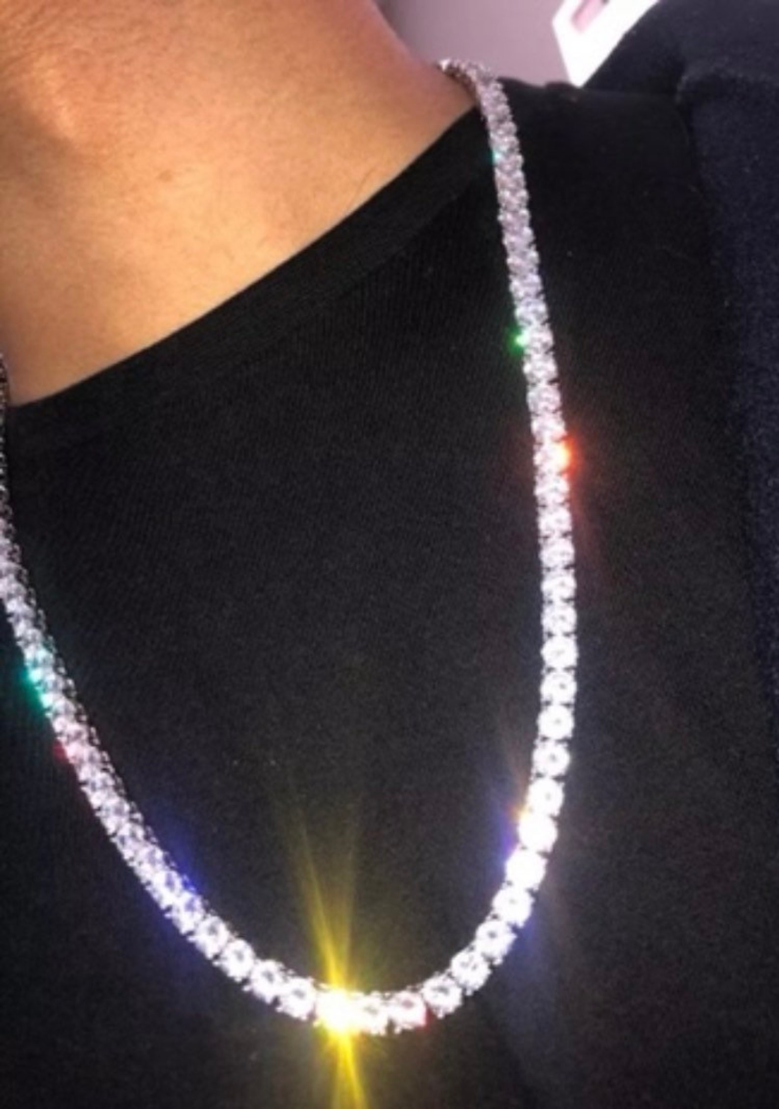 Men Tennis Necklace 5mm Czrhinestone Tennis Necklace bling | Etsy