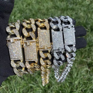 Women Cuban Choker , Cuban Link Chain , Christmas Gift , 20mm Blinged ...