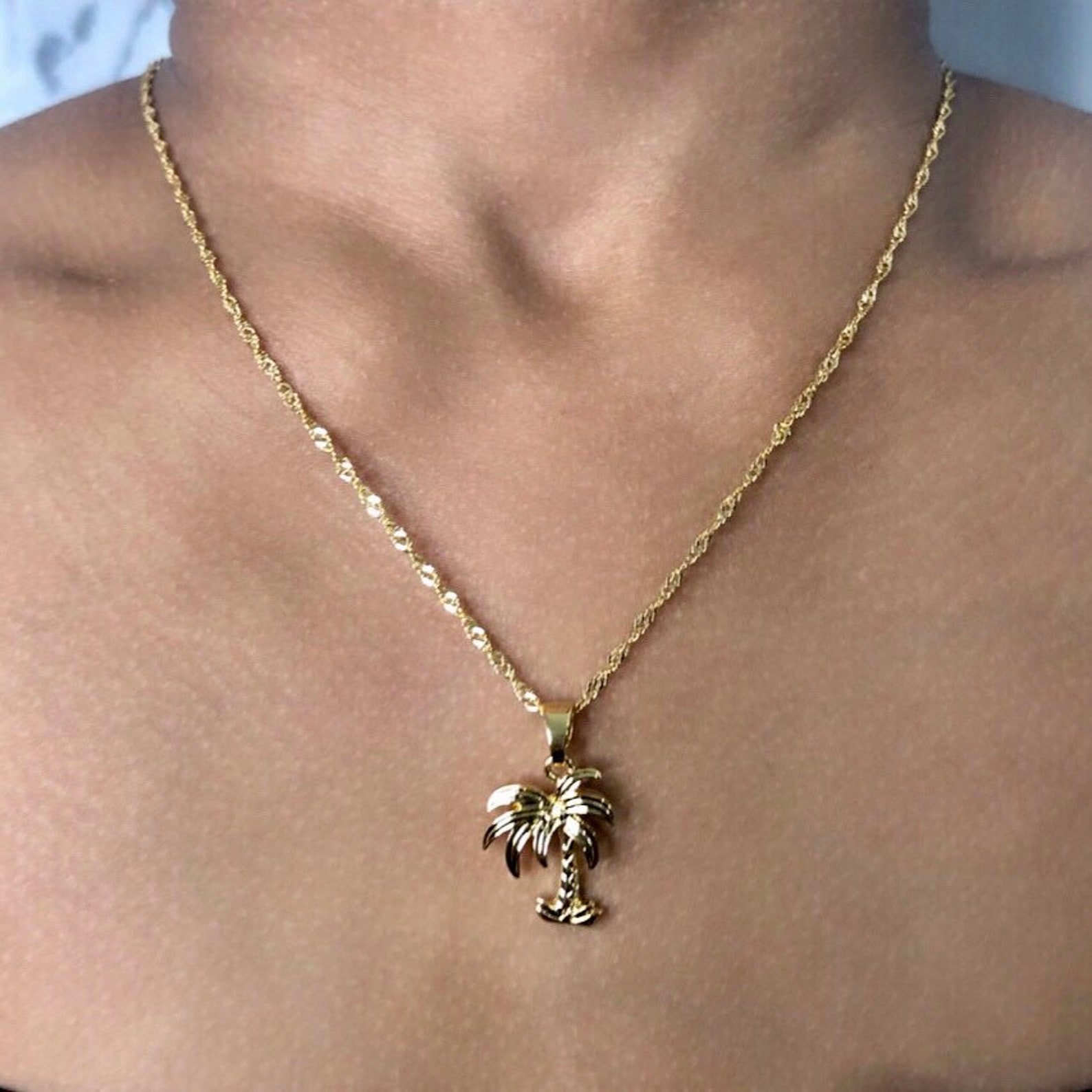 Palm Tree Necklace palm Tree Pendant Beach Jewelry Little - Etsy