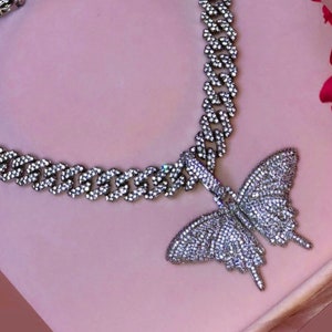 Butterfly Cuban Choker Chain Necklace Blinged Iced Cuban - Etsy