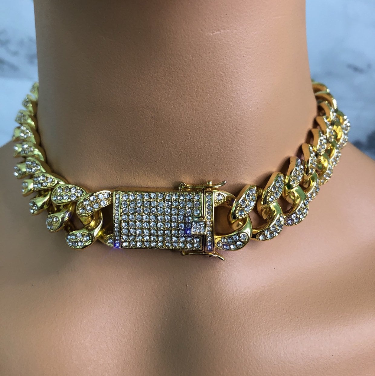 Women cuban choker cuban link chain Christmas gift 20mm | Etsy