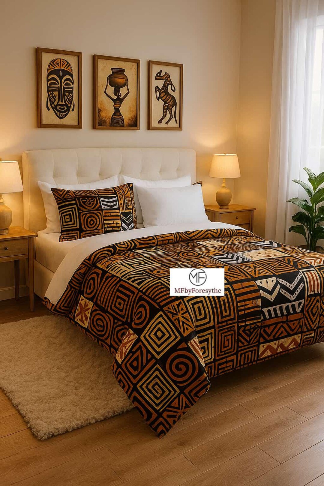 Ankara Duvet Cover Set: African Print Cotton Bedding With Pillowcases ...