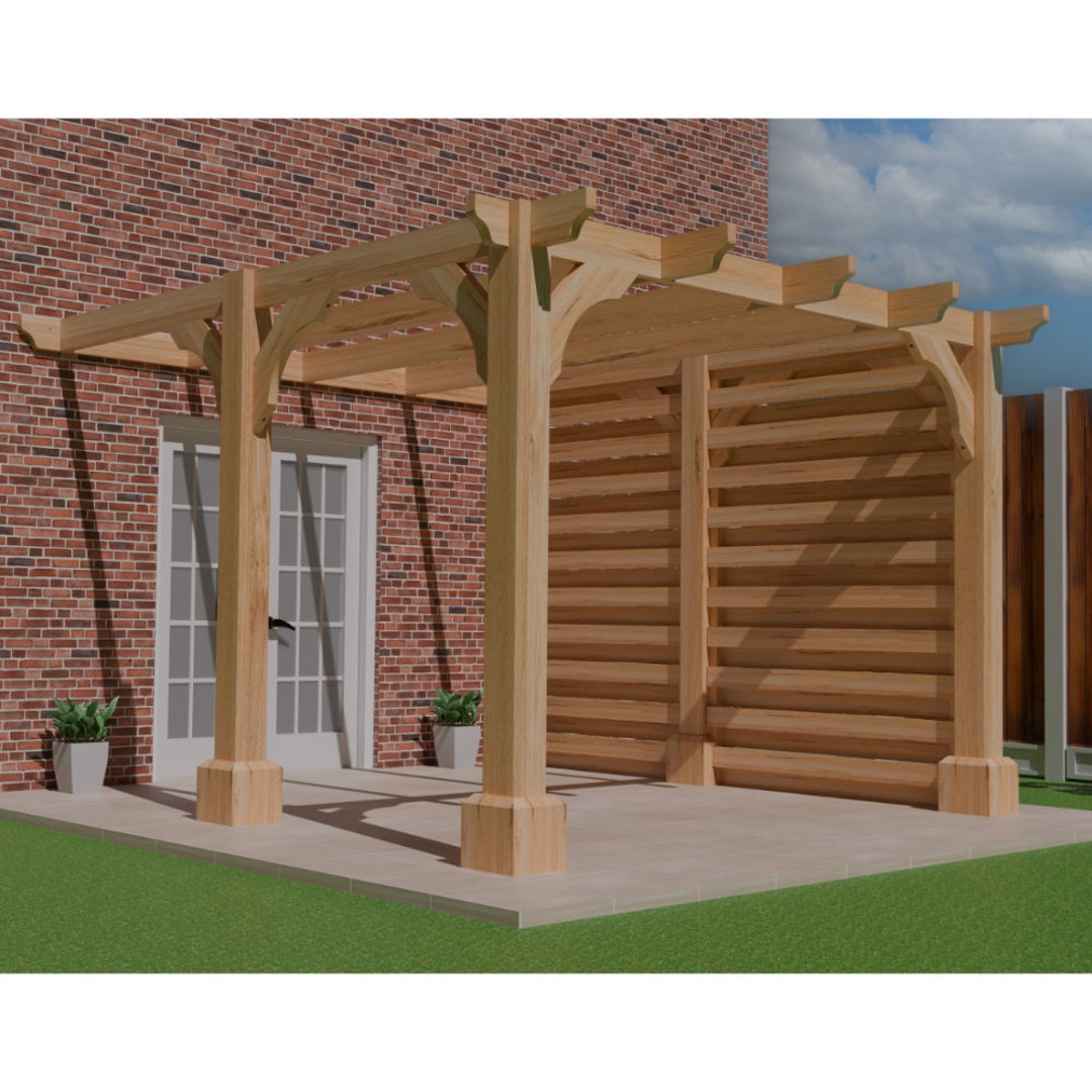 Detailed Rustic Pergola Plans With Side Trellis, Rustic Hot Tub Gazebo ...