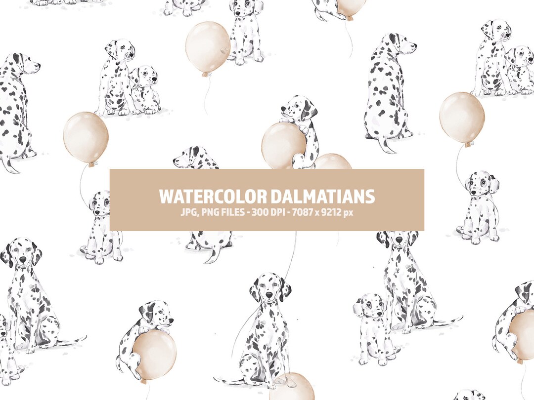 Watercolor Dalmatians - Seamless Pattern File - Adorable Dog Print ...