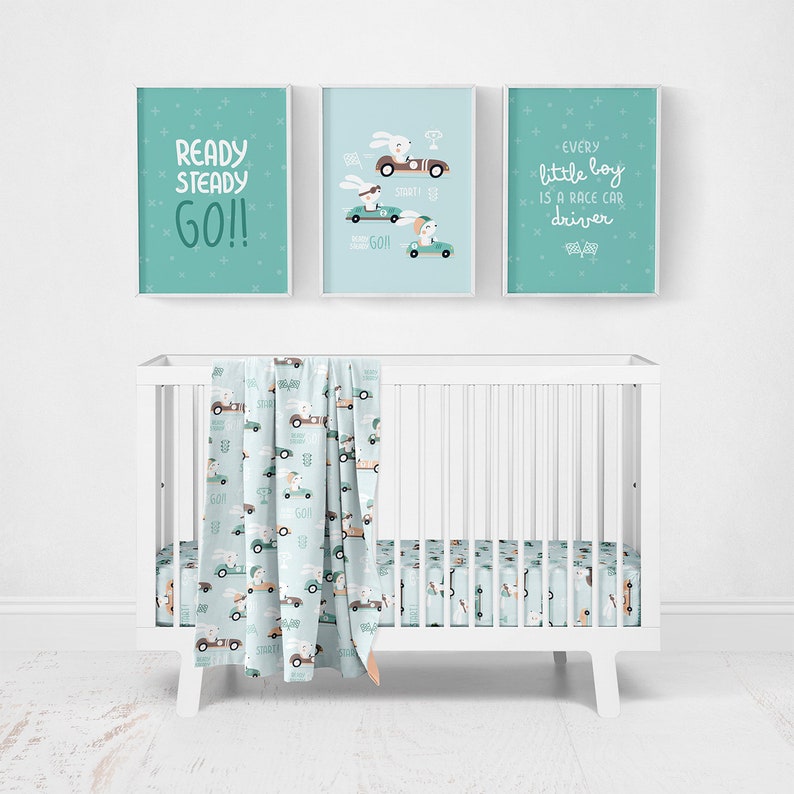 Bunny Race Nursery Print, PRINTABLE Art, Baby Print, Nursery Decor ...