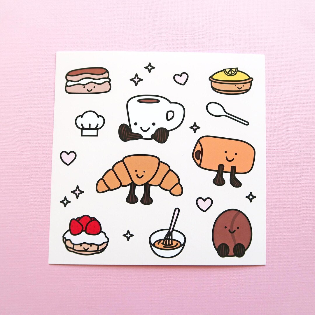 Plush Pastries 6x6 Square Art Print Plush Print/kawaii Pastries/cute ...