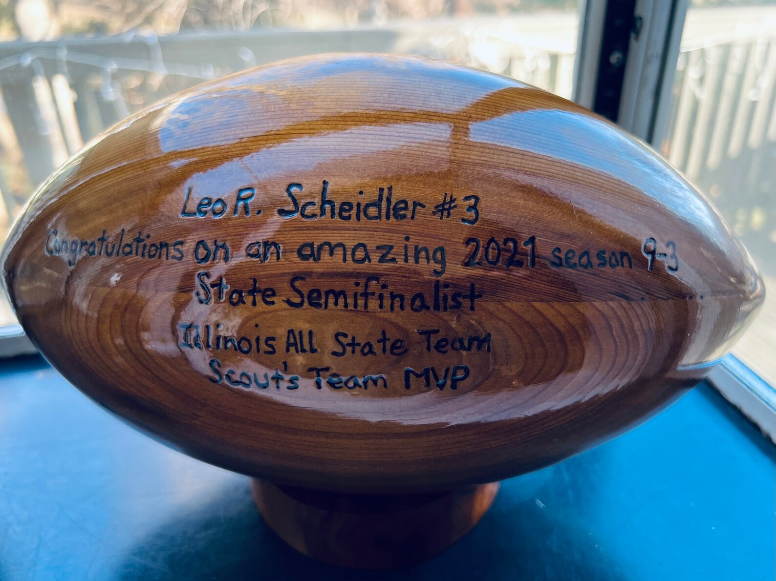 Engraved Custom Solid Cedar Wooden Football With Your Favorite Team ...