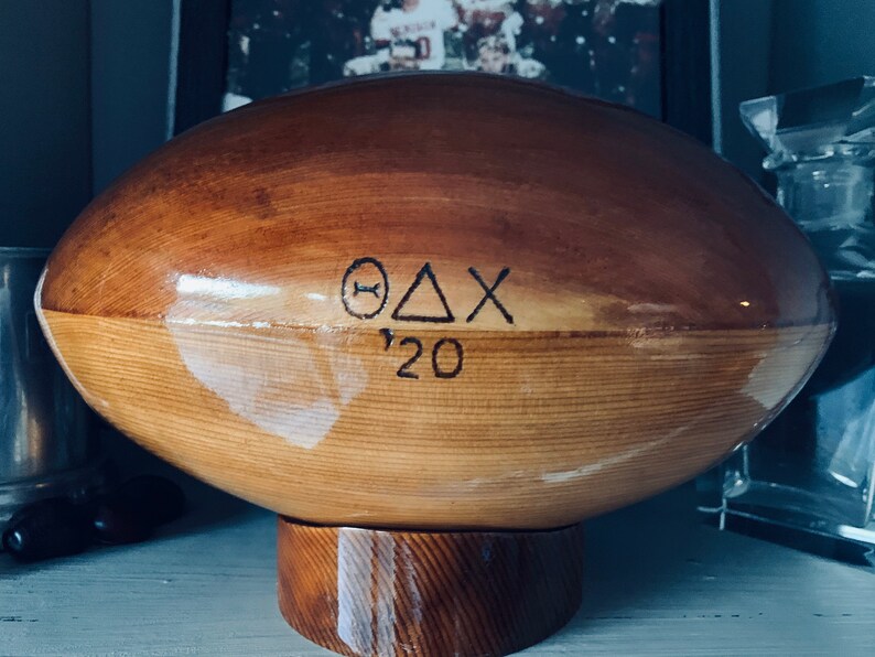 Engraved custom solid cedar wooden football with your favorite | Etsy