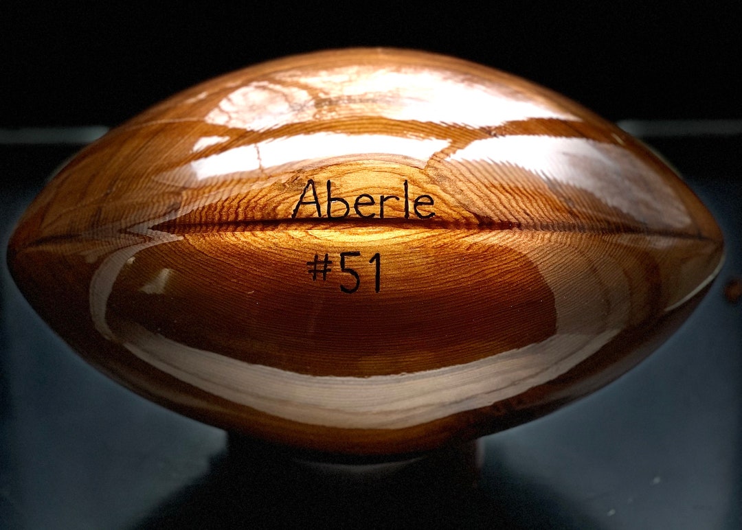 Engraved Custom Solid Cedar Wooden Football With Your Favorite Team ...