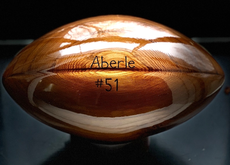 Engraved Custom Solid Cedar Wooden Football With Your Favorite Team ...