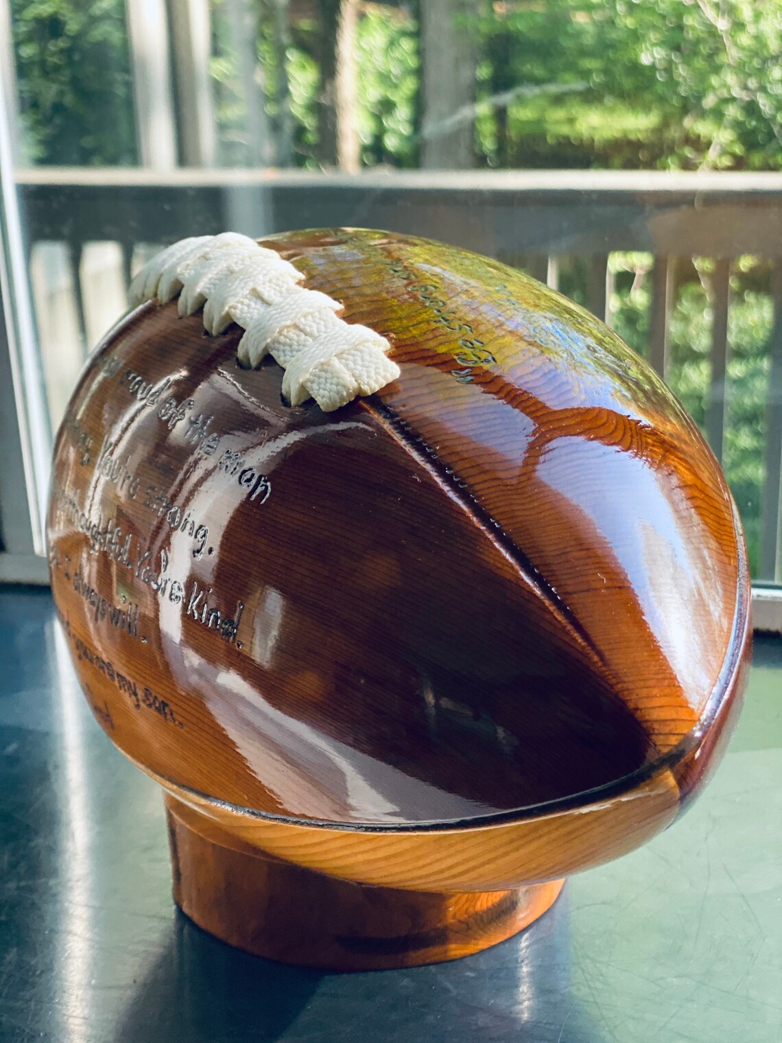 Engraved Custom Solid Cedar Wooden Football With Your Favorite - Etsy