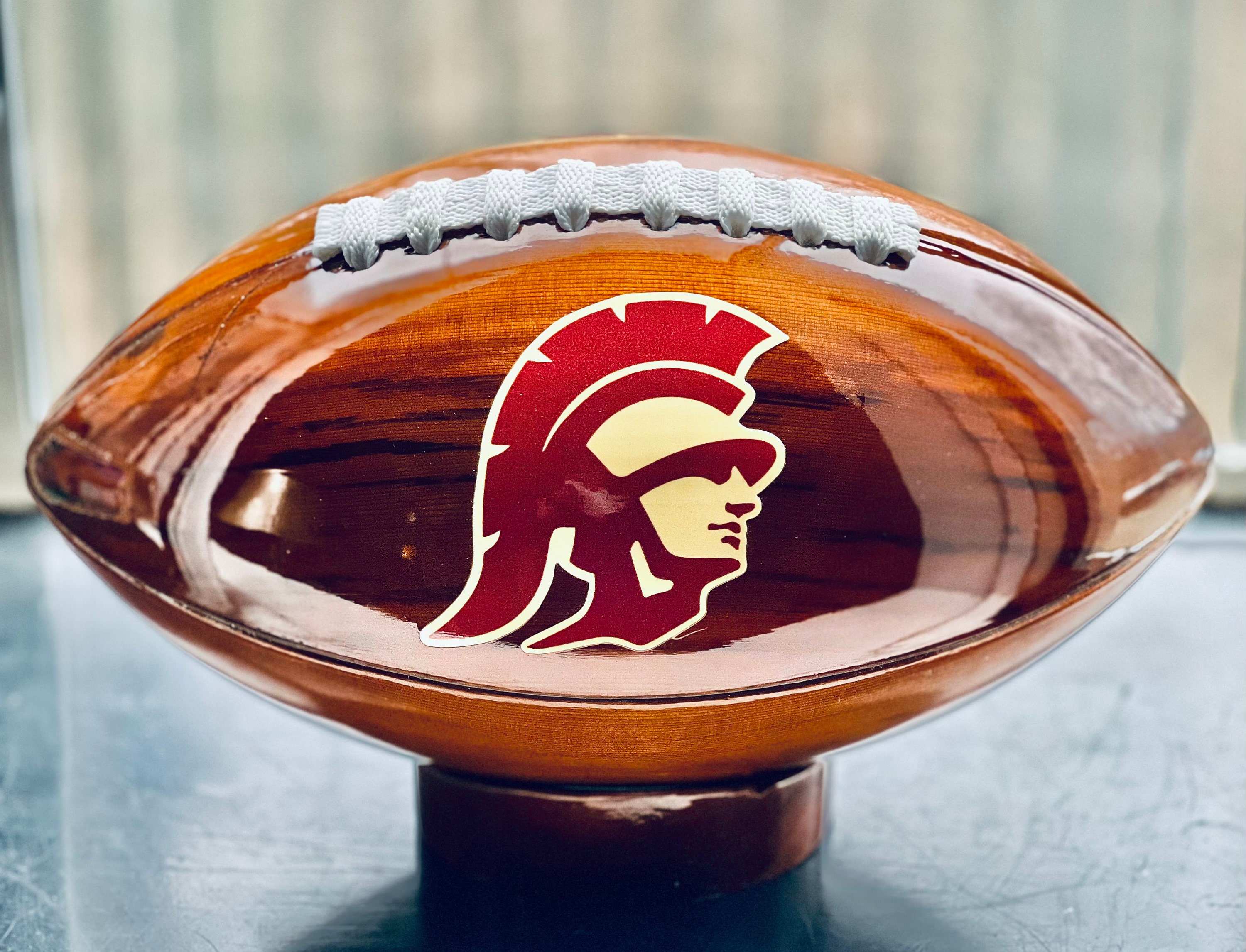 Own Your Very Own Custom Solid Cedar Wooden Football With Your Favorite ...