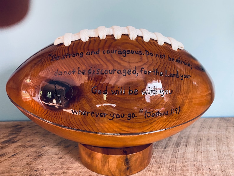 Engraved Custom Solid Cedar Wooden Football With Your Favorite Team ...