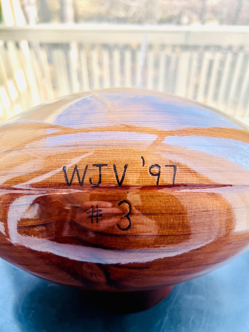 Engraved Custom Solid Cedar Wooden Football With Your Favorite Team ...