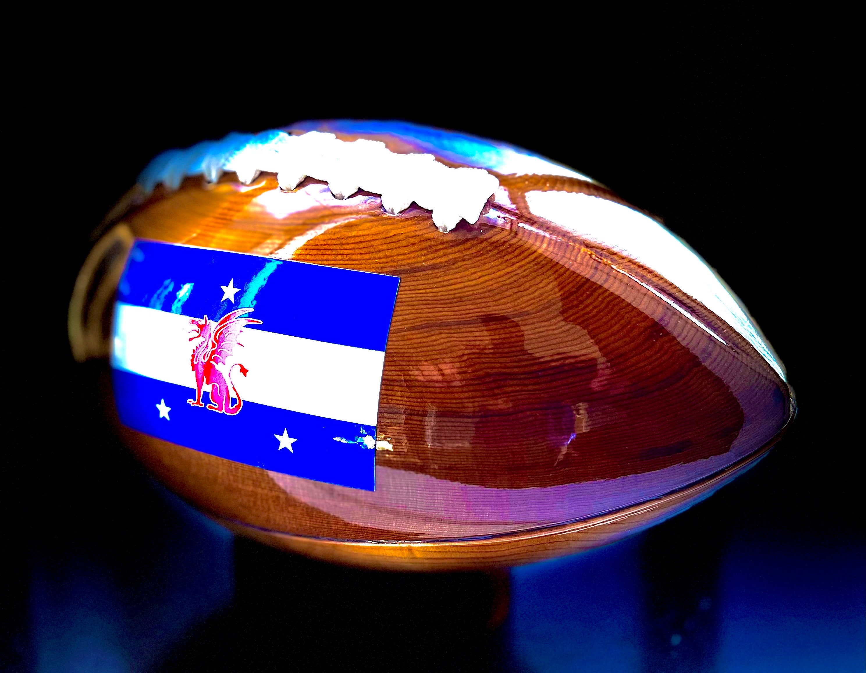 Own Your Very Own Custom Solid Cedar Wooden Football With Your Favorite ...