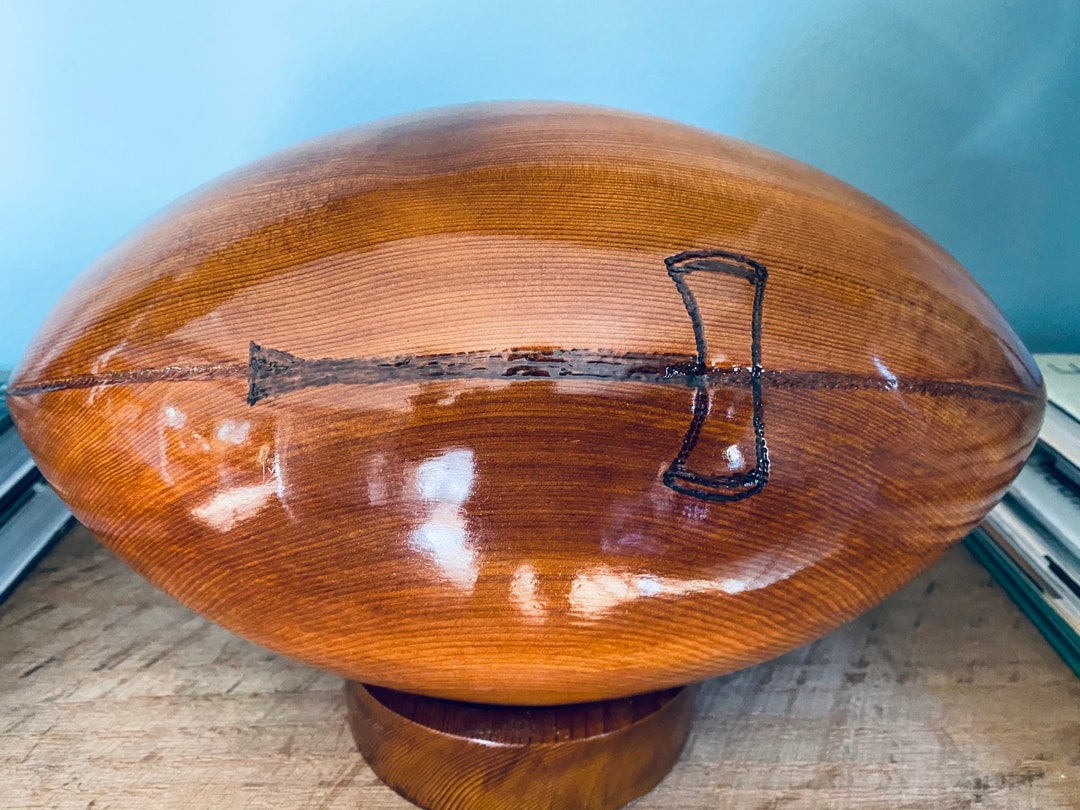Engraved Custom Solid Cedar Wooden Football With Your Favorite - Etsy
