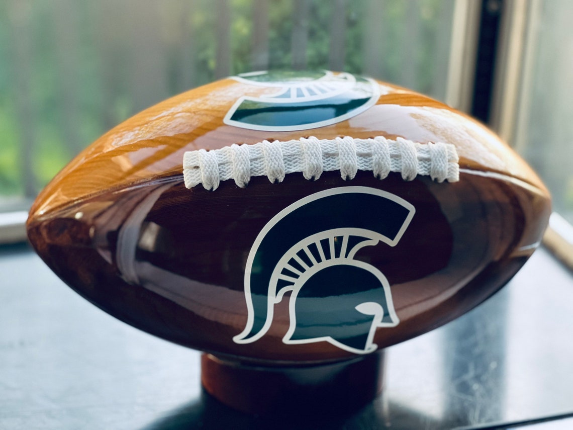 Own Your Very Own Custom Solid Cedar Wooden Football With Your Favorite ...