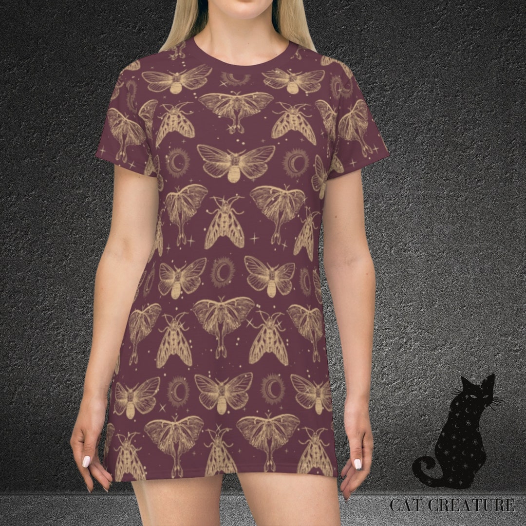 Mothman T-shirt Dress: Maroon Moth Dress for Your Collection/ Because ...