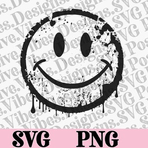 Spooky Dead Smiley Face SVG PNG, Scary Dripping Smiley Face Clipart ...