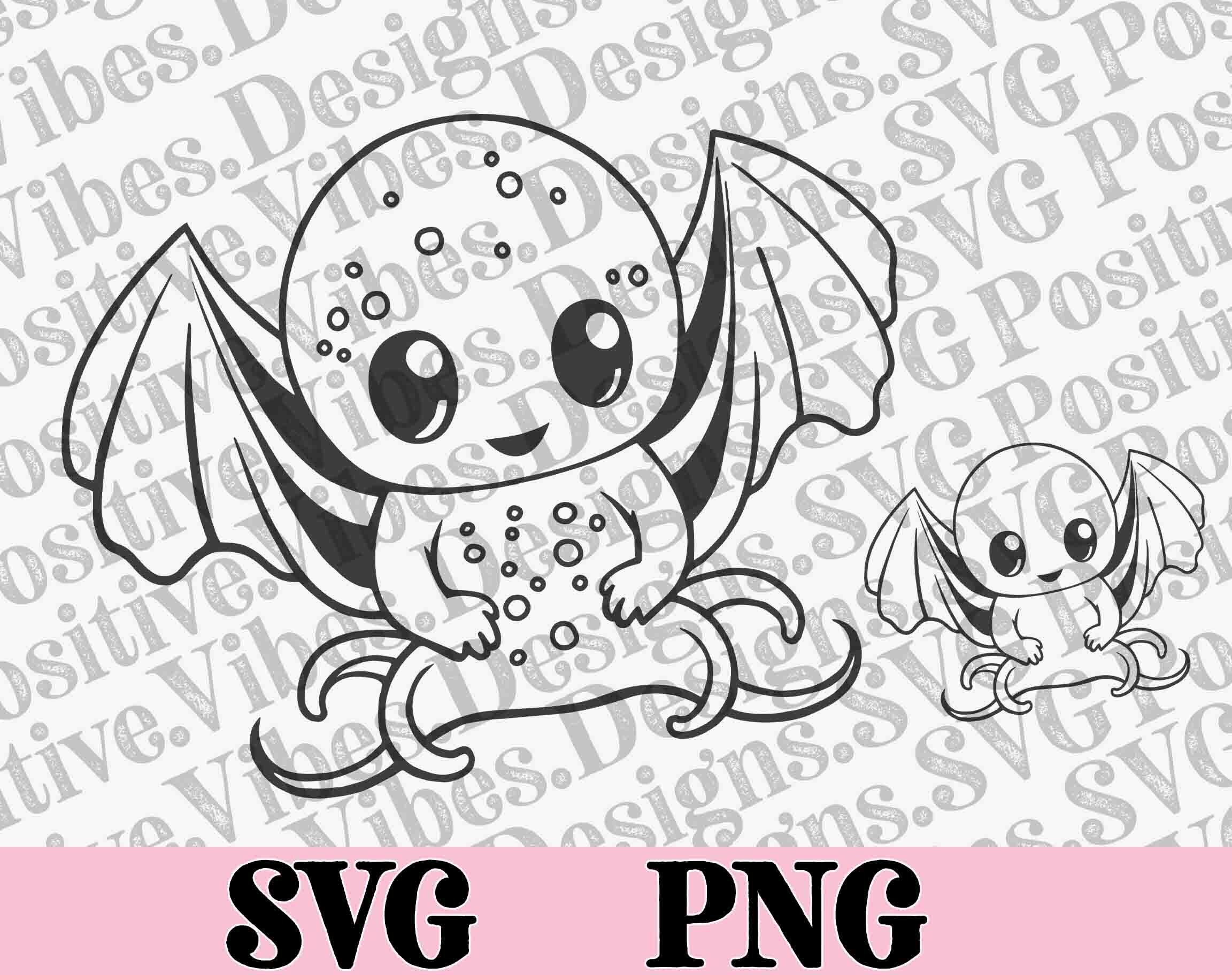 Cthulhu Svg, Cute Cthulhu Silhouette, Baby Cute Sea Monster Outline PNG ...