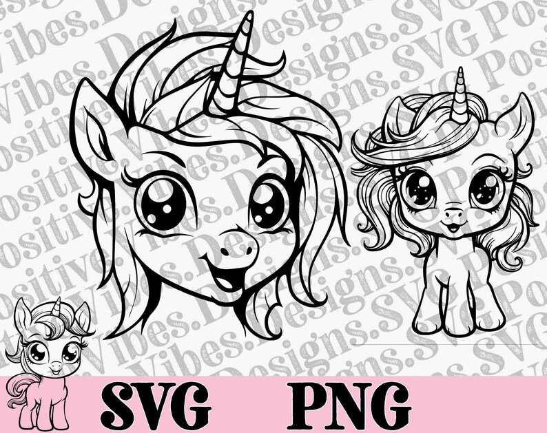 Cute Baby Unicorn SVG PNG, Fantasy Unicorn Svg , Unicorn Outline ...